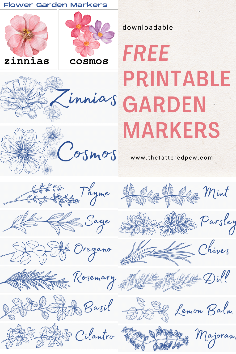 Free Printable Garden Markers For Flowers and Herbs » Grow Beauty With Ease